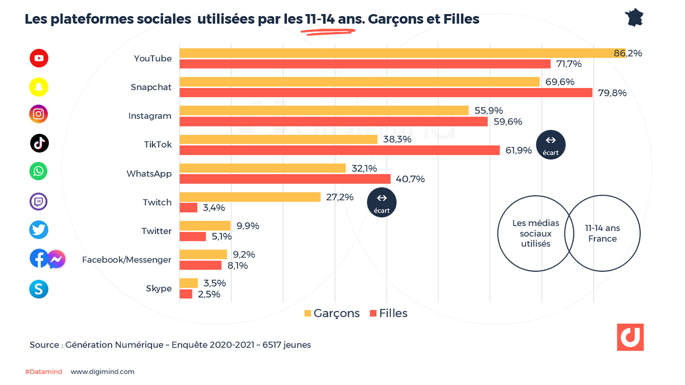 Generation Z : Comment les jeunes utilisent les réseaux sociaux en France (enfants, adolescents ...